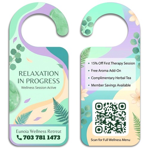 3.5x8.5 Inch Full Color Double Sided Round Handle Door Hangers - 14 pt ...