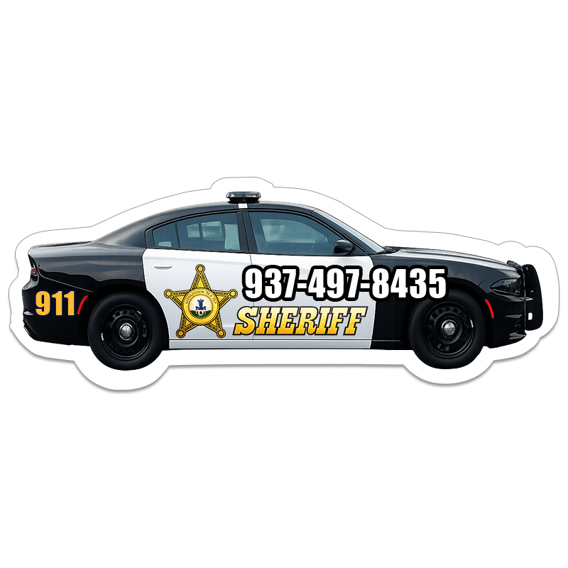 1.73x4.47 Police Car Shaped Magnets - 20 Mil