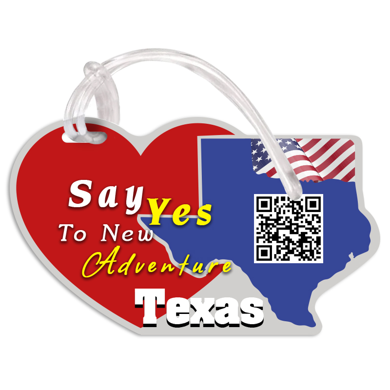 3"x5" Texas Shaped Full Color Luggage Tags