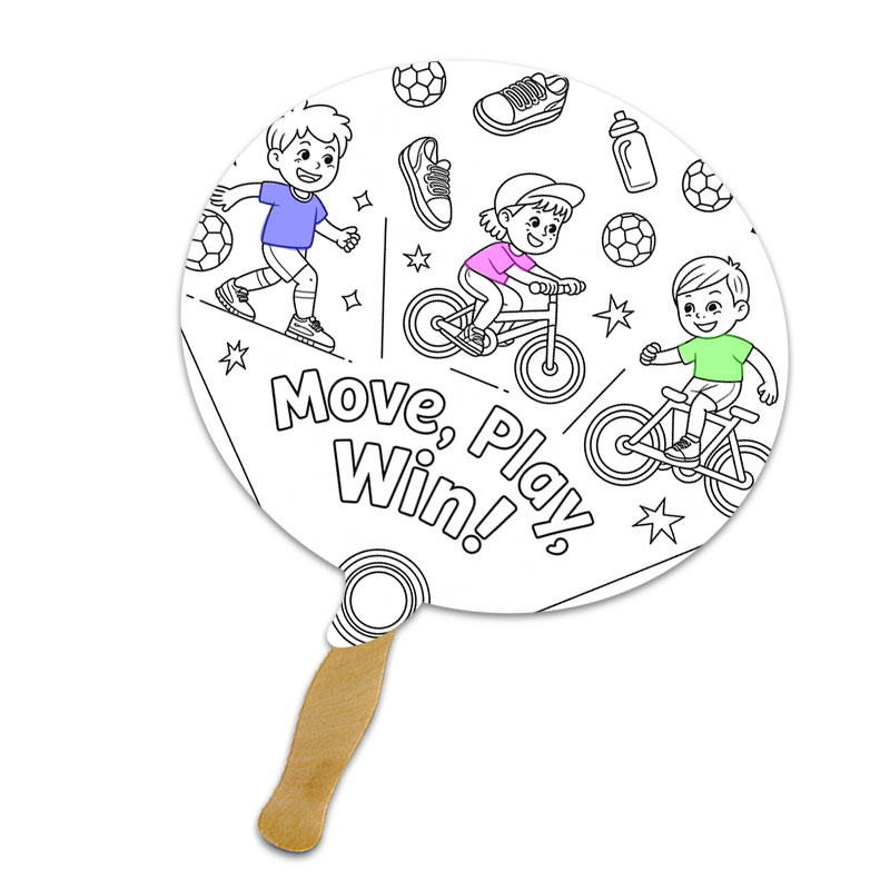 Bubble Shape Full Color One Sided Coloring Hand Fans - 16 pt
