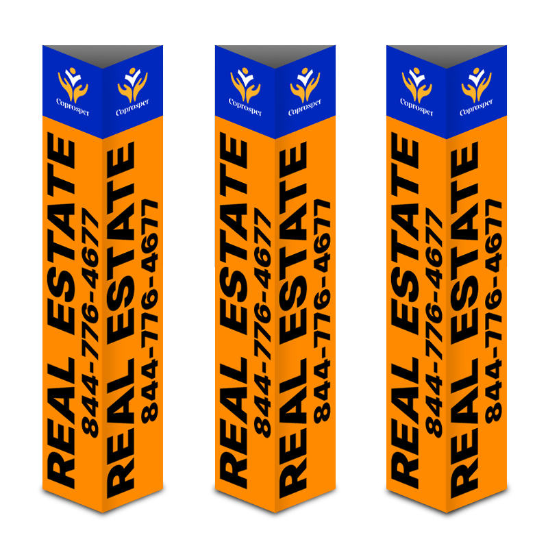 7" x 48" Full Color Bollard Covers - 3 Sided