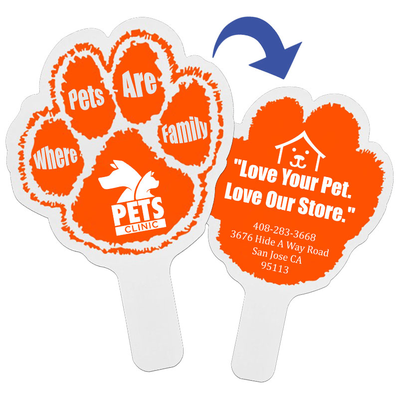 Budget Paw-Shaped Hand Fans - Two Side